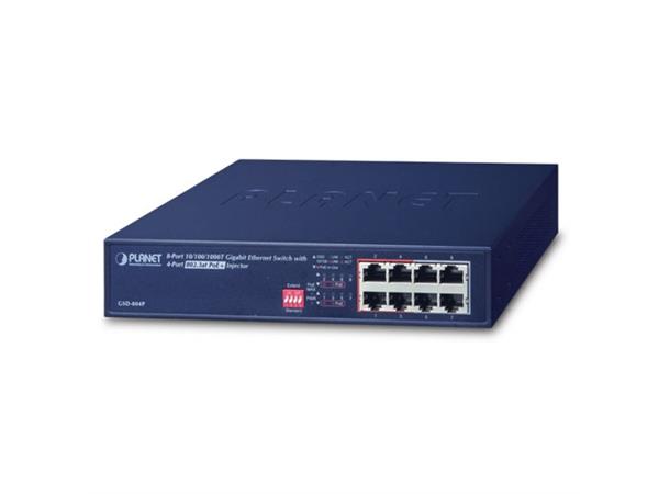 Switch PoE 8-port Unmanaged Planet 8p 10/100/1000-TP - 4p PoE Gigabit ...