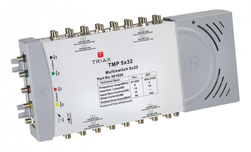 Triax TMP Multiswitch 5x32 med SM nettdel, 1sat.pos+1terr. - Alcadon AS