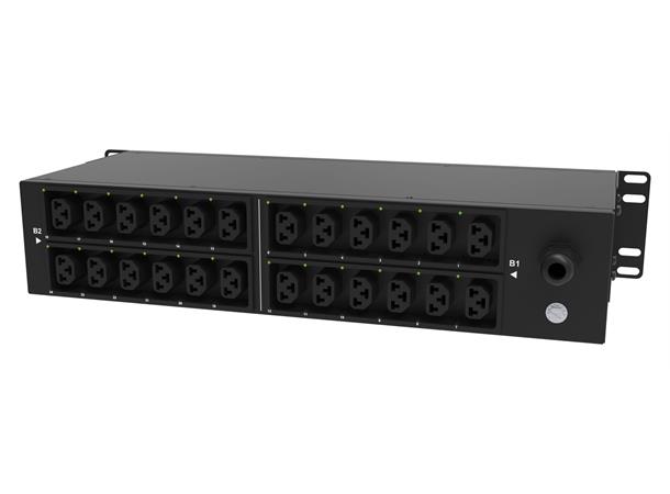 POW PDU, 230V 32A Horisontal, 24 uttak 7,2kW B:60 D:72 H:120mm - Alcadon AS